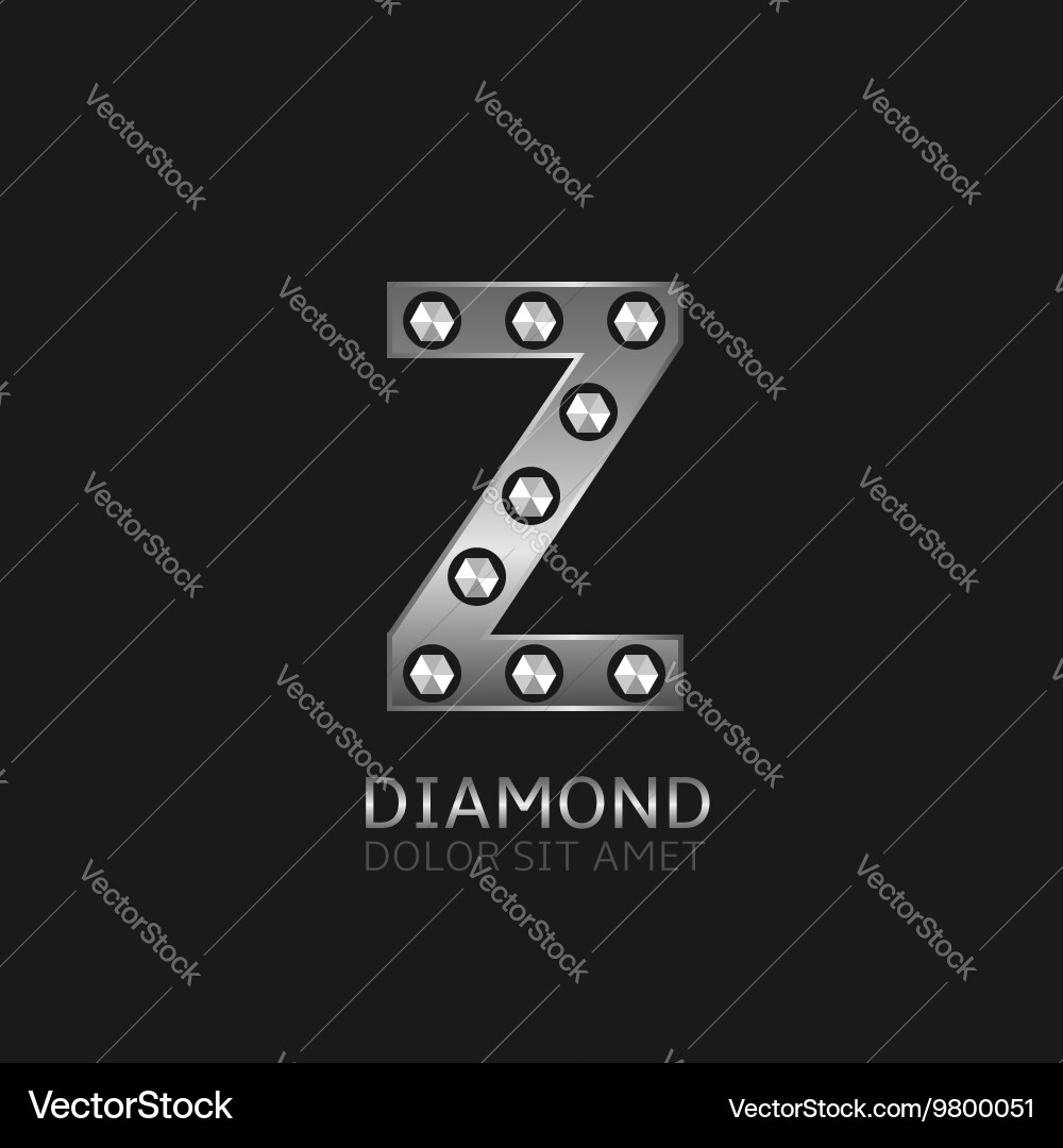 Silver z letter Royalty Free Vector Image - VectorStock