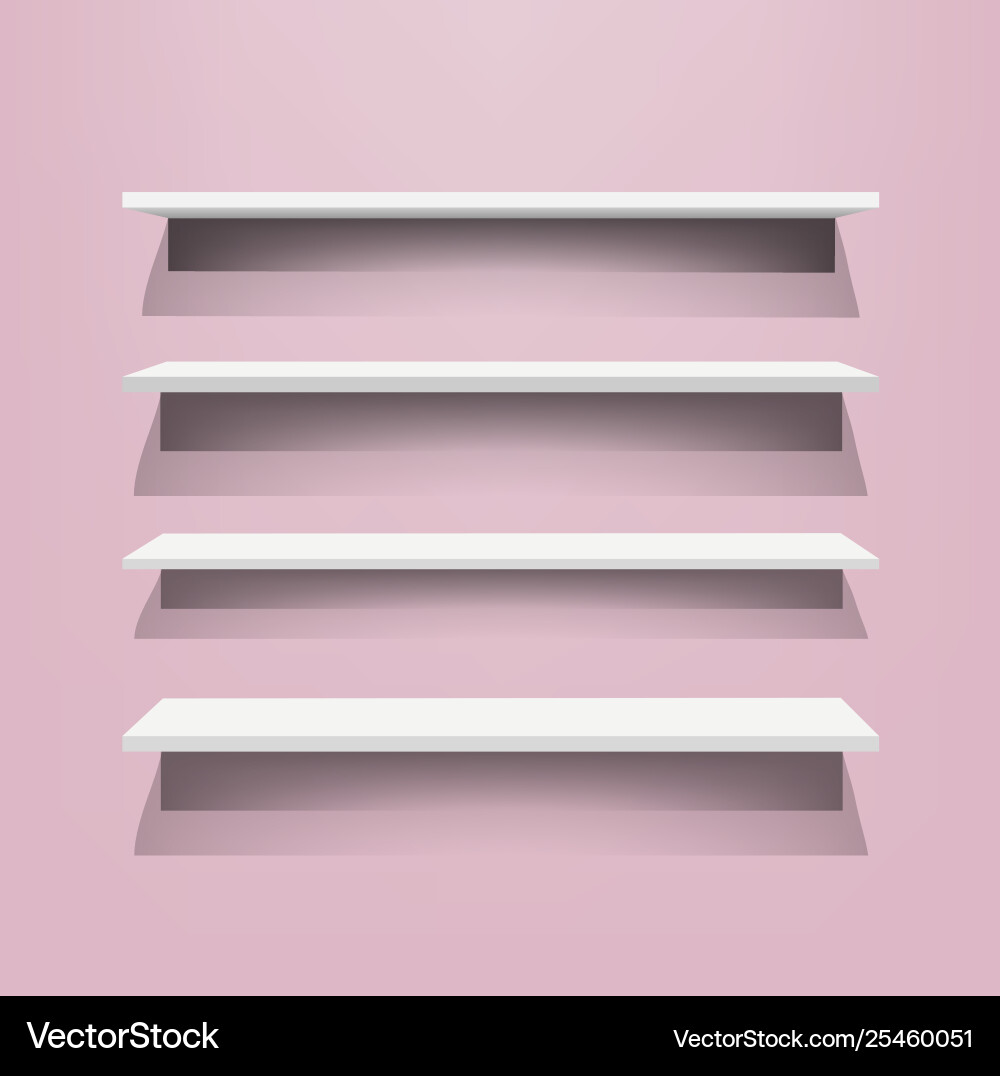 White shelf with pink background Royalty Free Vector Image