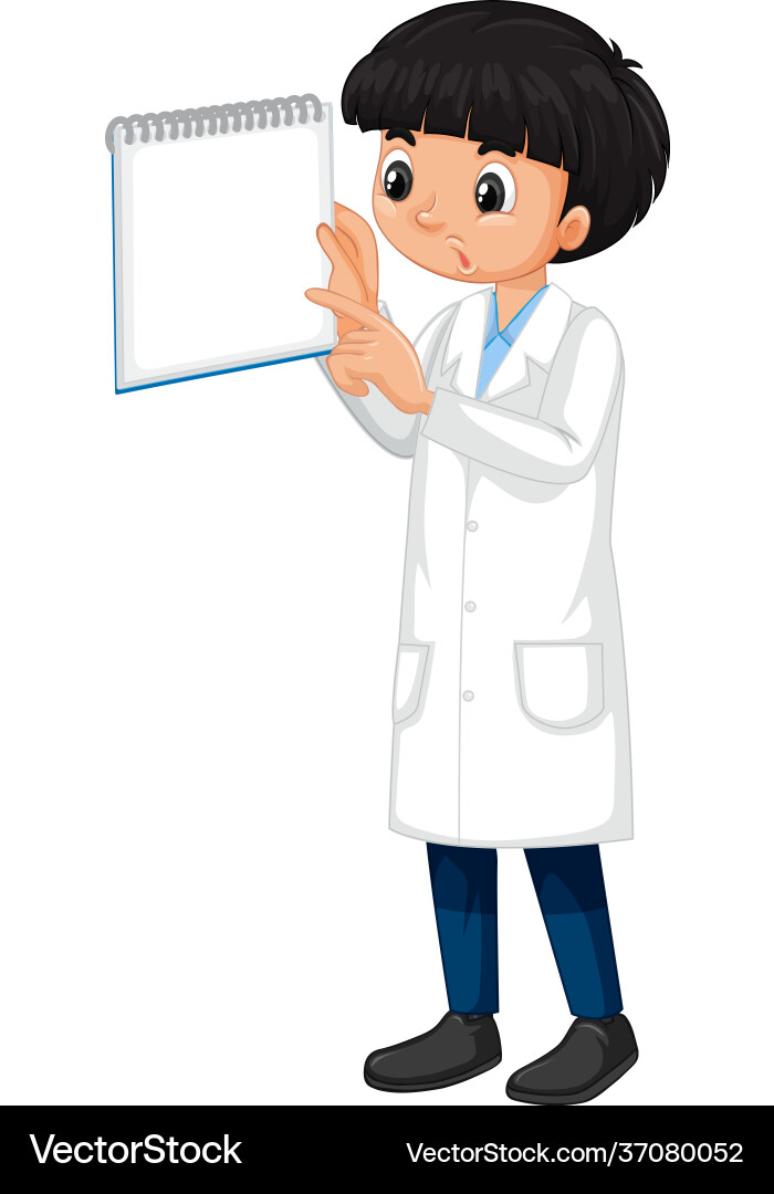 A boy cartoon character wearing laboratory coat Vector Image