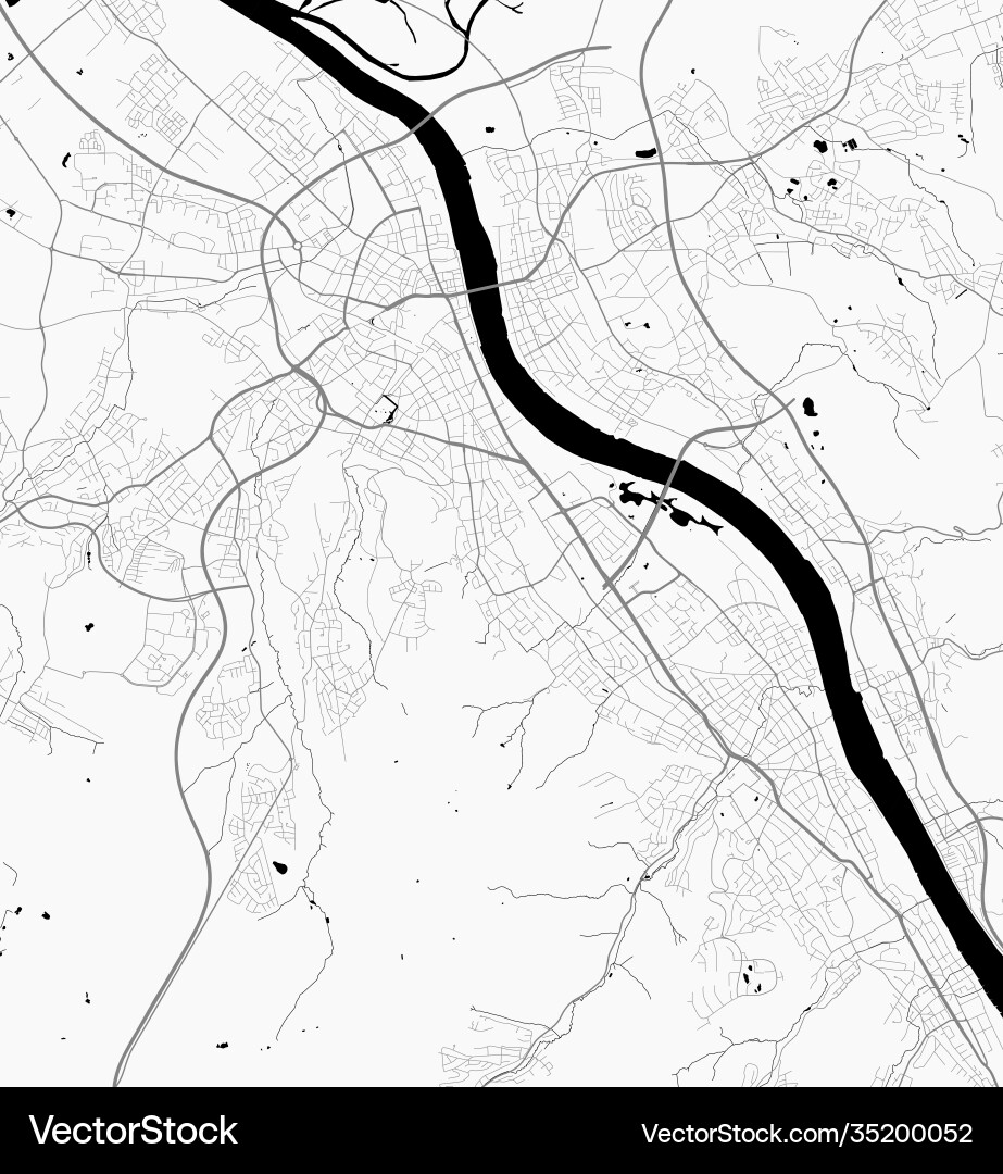 Bonn City Map - Grayscale Street Plan Royalty Free Vector