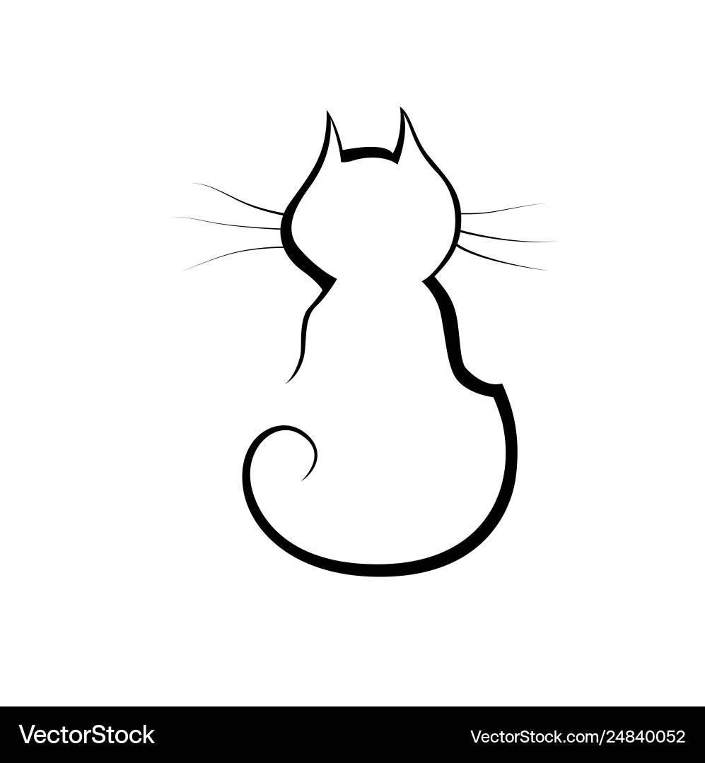 Cat line icon little cute pet Royalty Free Vector Image
