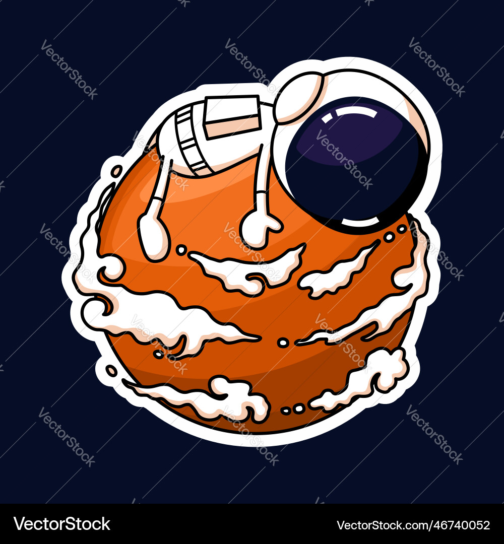 Cute astronaut cartoon character hugging a planet Vector Image