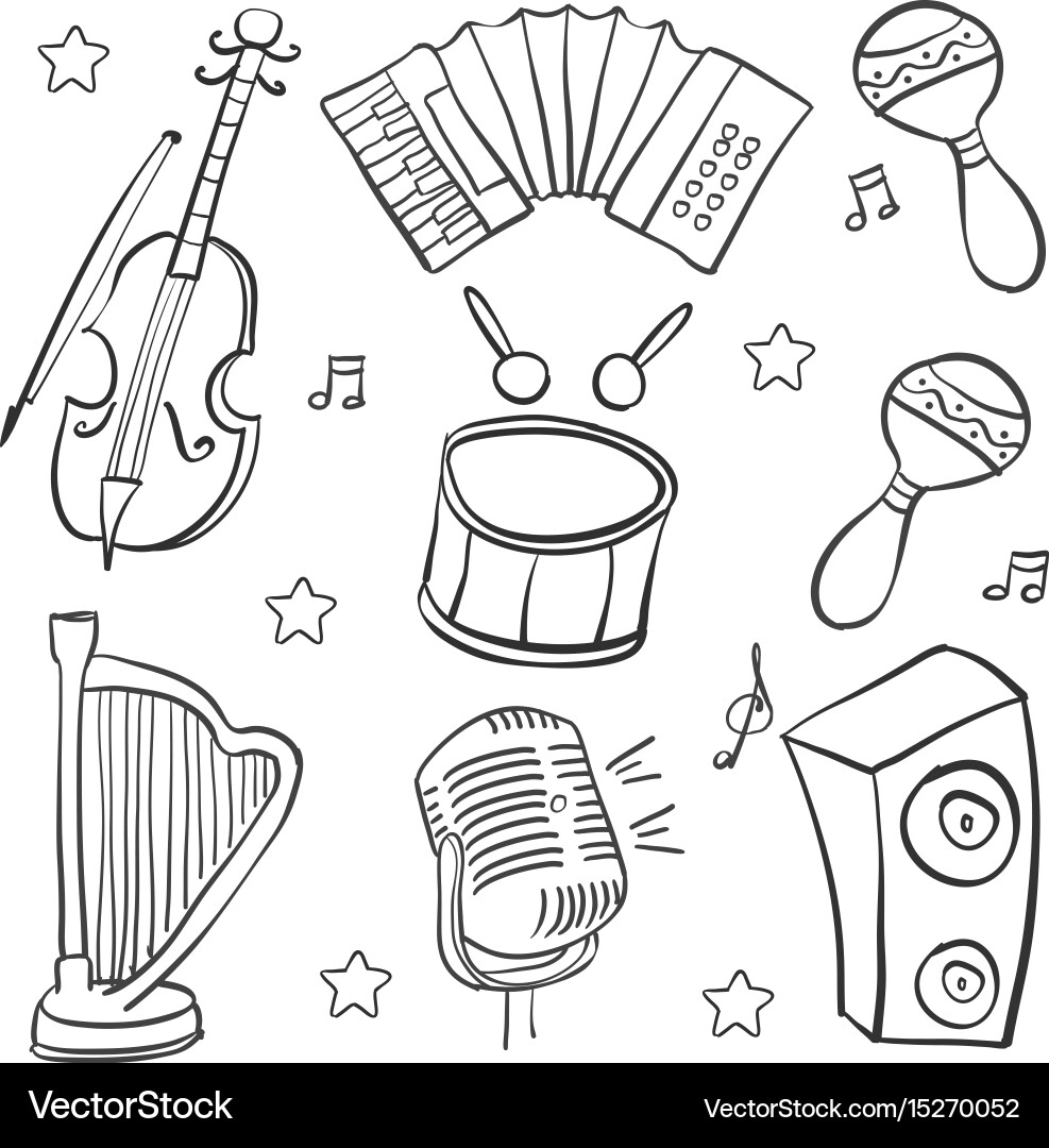 Doodle music element art Royalty Free Vector Image