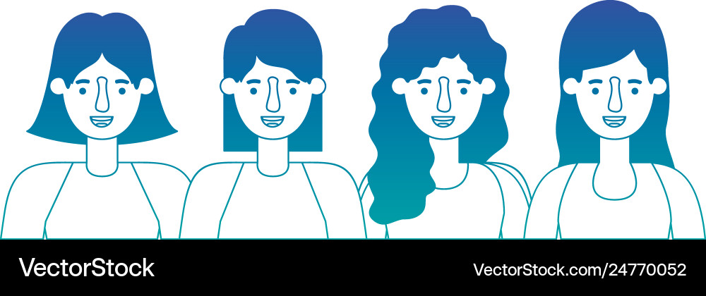 Group women characters Royalty Free Vector Image