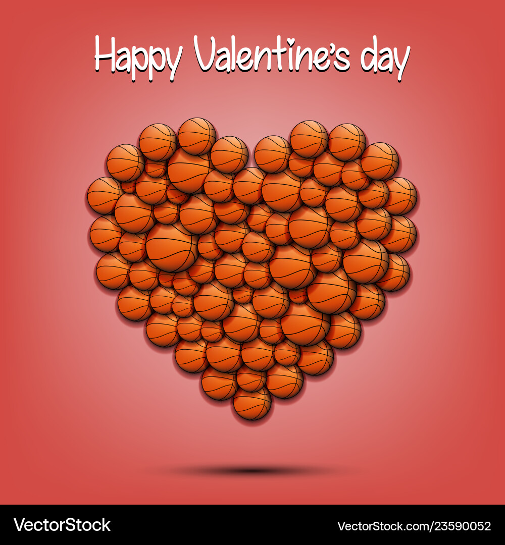 Happy valentines day heart from basketball balls Vector Image