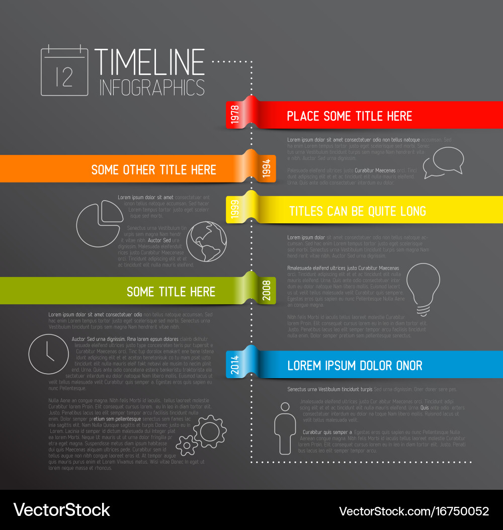 Infographic dark timeline report template Vector Image