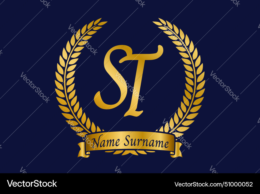 Initial letter s and t st monogram logo design Vector Image