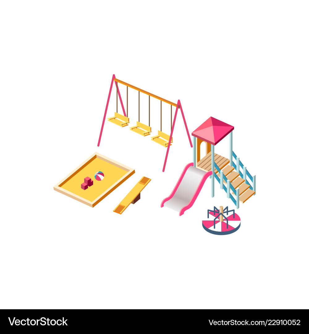 Isometric children playground Royalty Free Vector Image