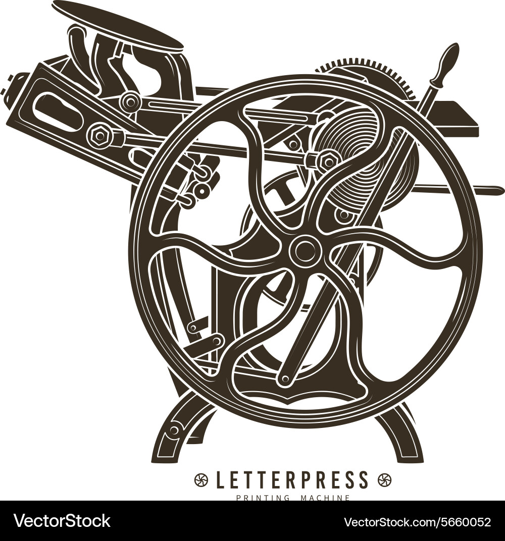 Letterpress printing machine Royalty Free Vector Image