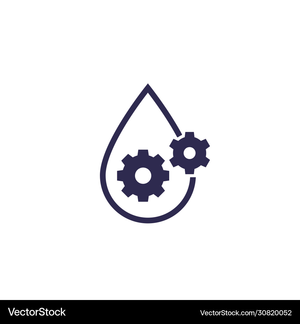 Lubricant oil icon drop and gears Royalty Free Vector Image