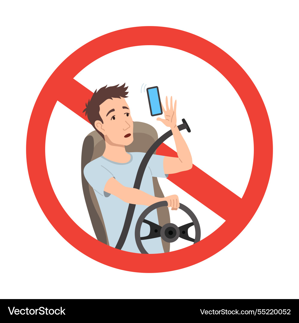 Phone while driving safety rules do Royalty Free Vector