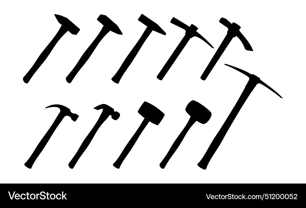 Set of instruments sledge hammer hammer wooden Vector Image