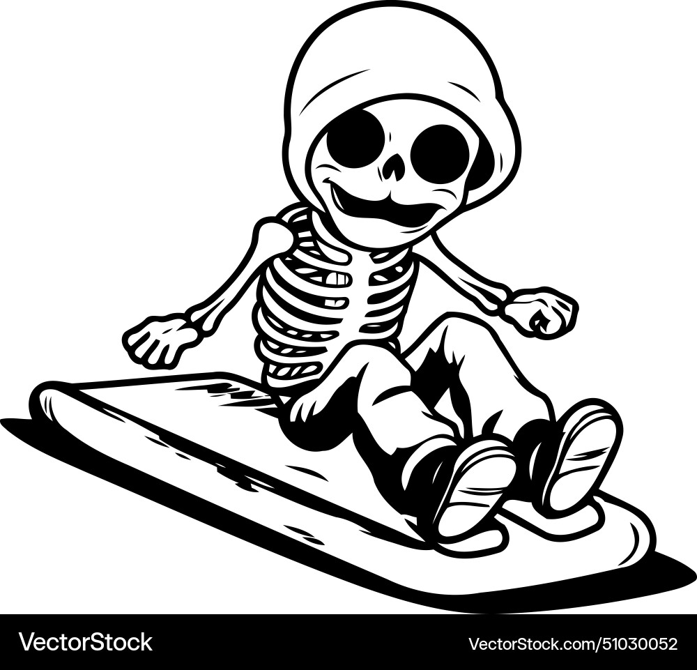 Skeleton surfing on a surfboard cartoon isolated Vector Image