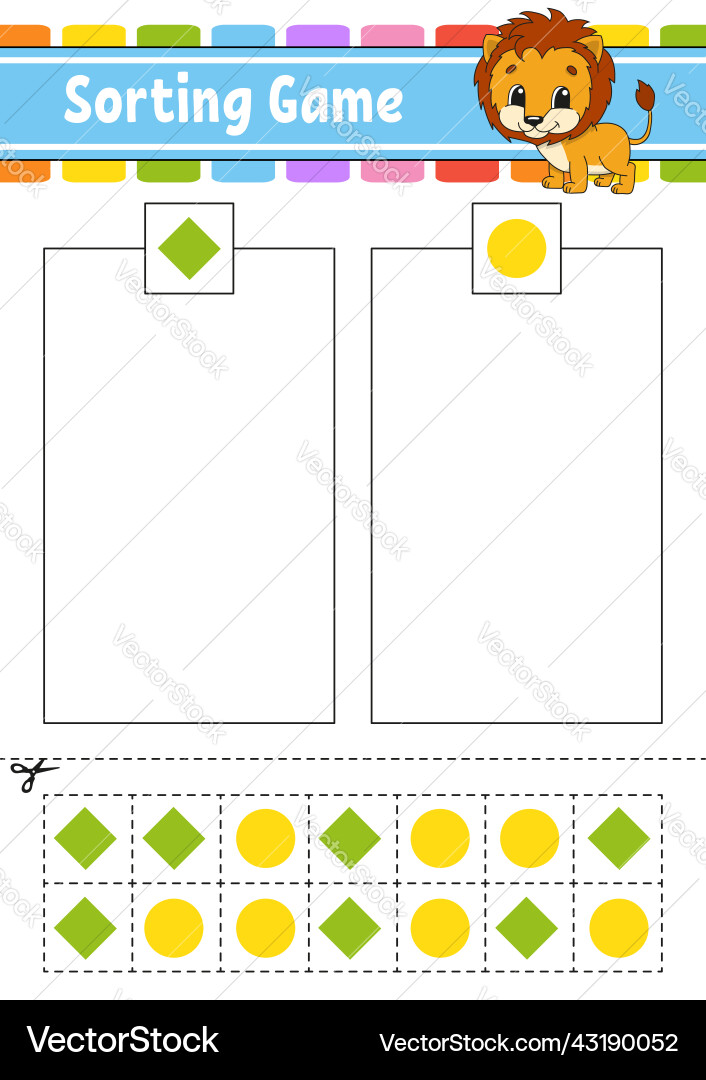 Sorting game for kids cut and glue education Vector Image