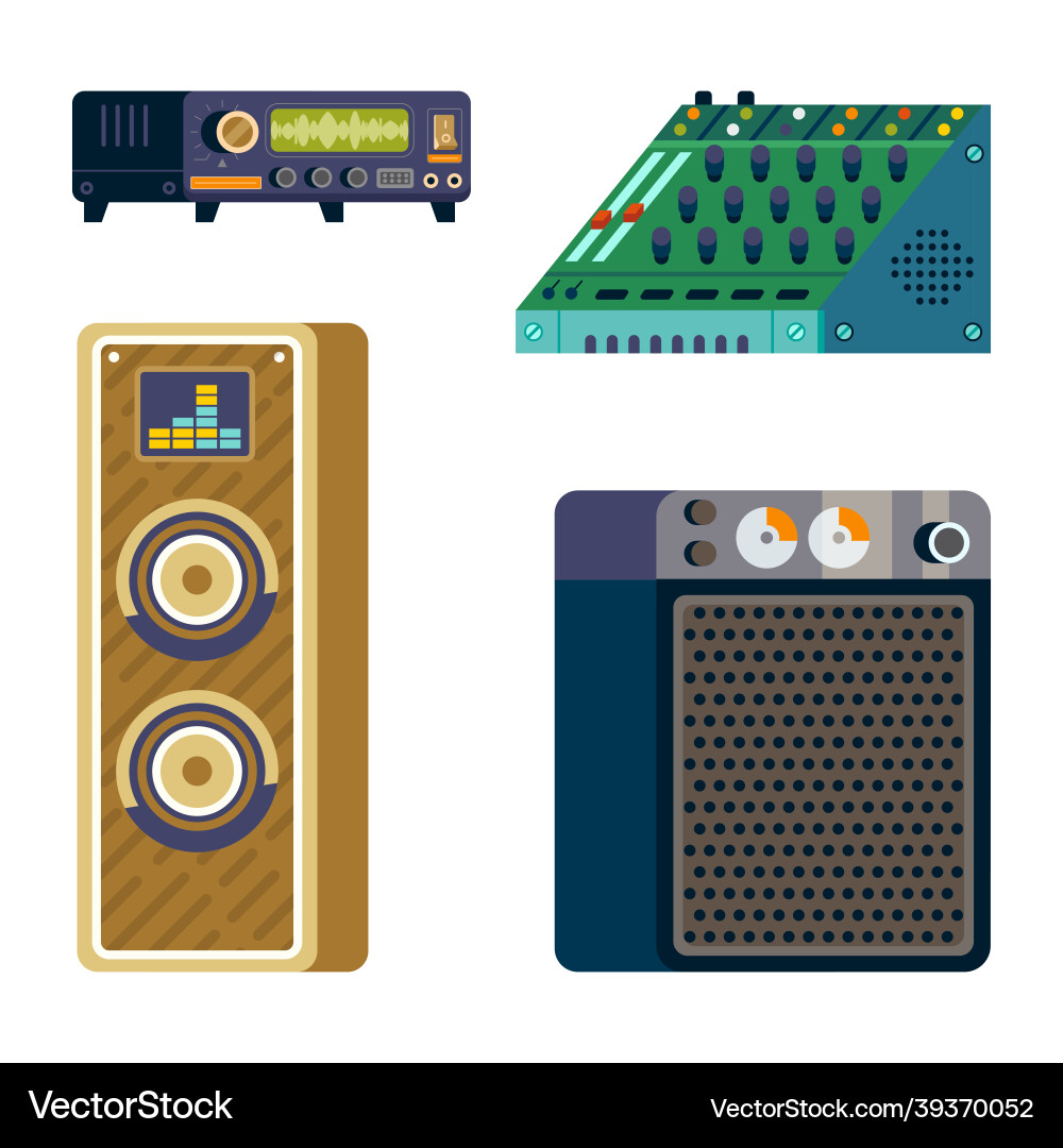 Stereo audio systems record studio icons Vector Image