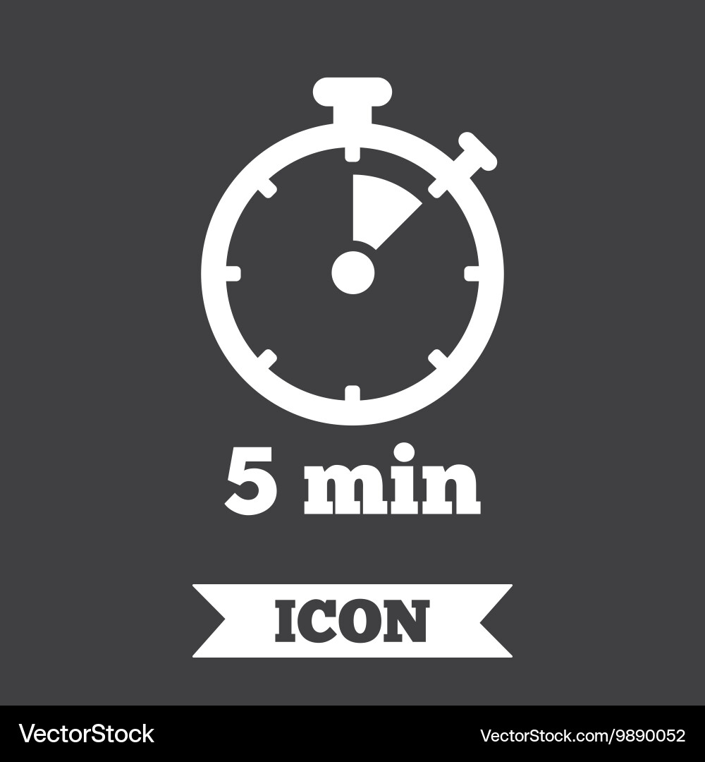 Timer Zeichen Symbol 5 Minuten Stoppuhr Symbol Vektorbild