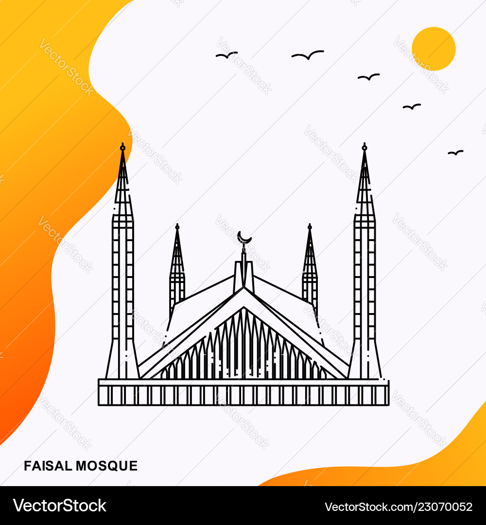 Travel faisal mosque poster template Royalty Free Vector