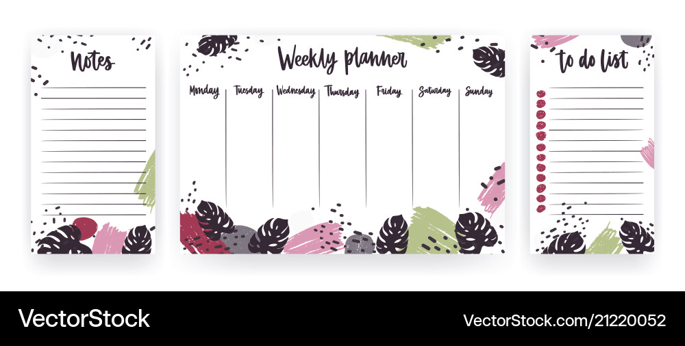 Weekly planner with weekdays page for notes Vector Image