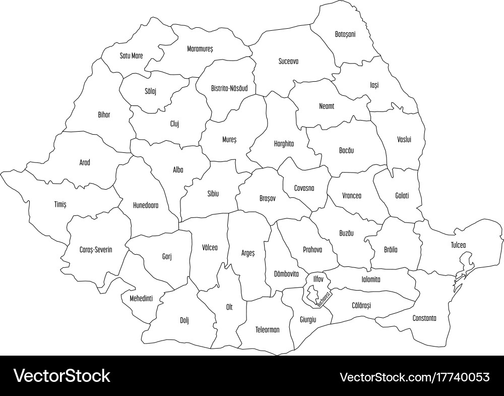 Administrative counties of romania map Royalty Free Vector