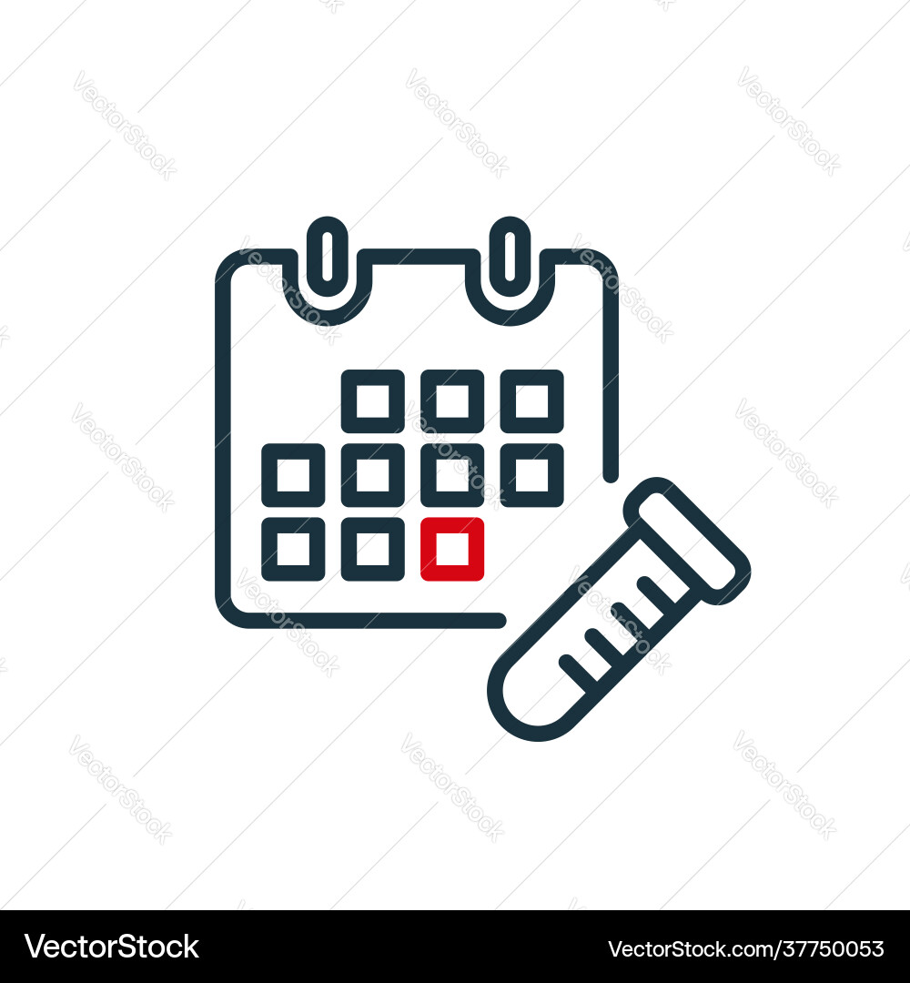 Calendar and test tube line icon Royalty Free Vector Image