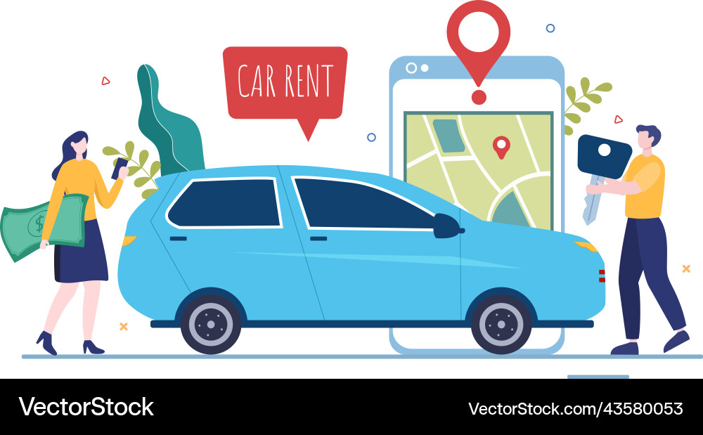 Car rental booking reservation and sharing using Vector Image