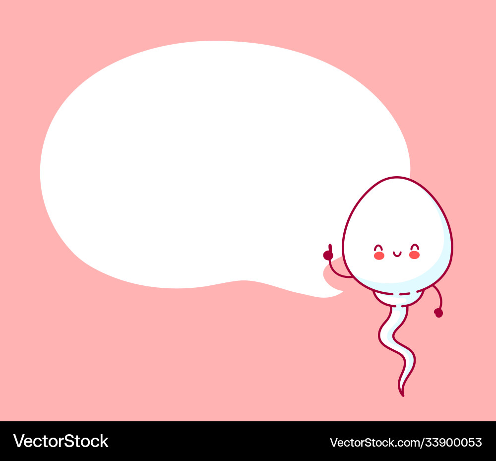 Cute happy funny sperm cell with speech bubble Vector Image