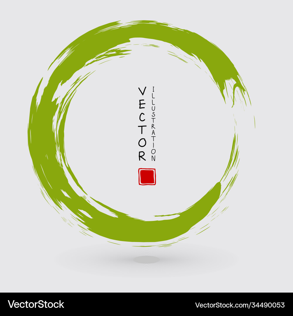 Green ink round stroke on white background Vector Image