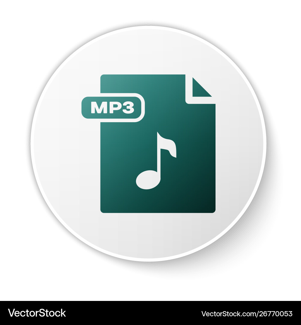 Green mp3 file document download button icon Vector Image