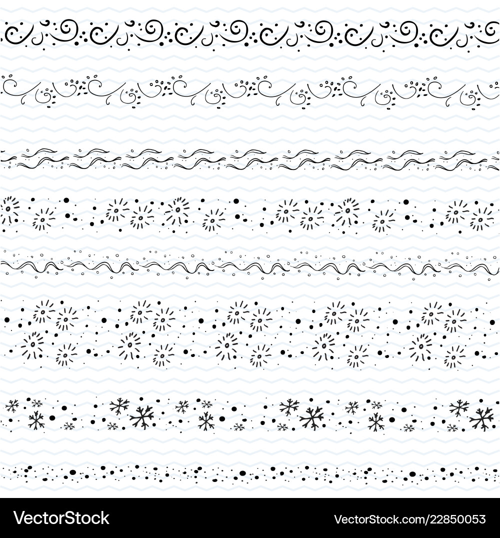 Hand drawn doodle borders frames Royalty Free Vector Image