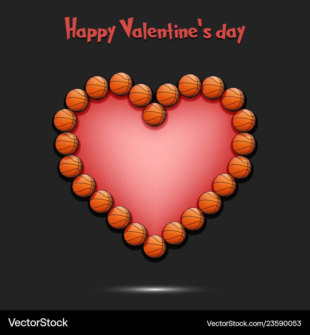 Happy valentines day heart from basketball balls Vector Image