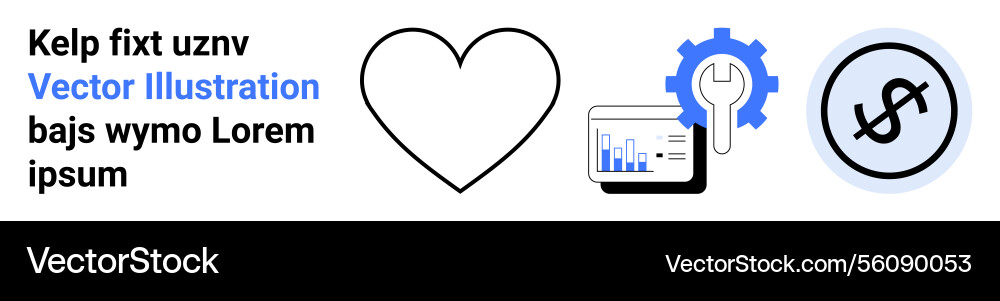 Heart analytics dashboard gear with wrench and Vector Image