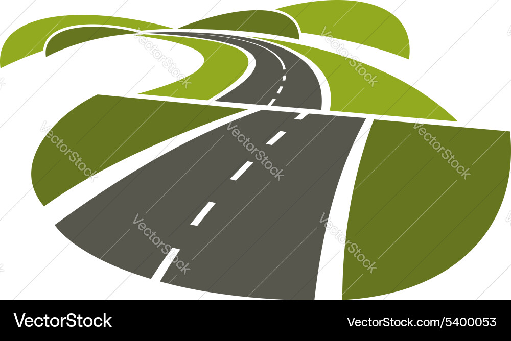 Hilly road abstract icon on white Royalty Free Vector Image