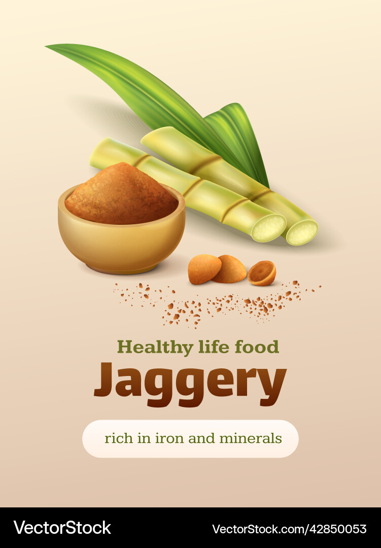 Jaggery realistic poster Royalty Free Vector Image