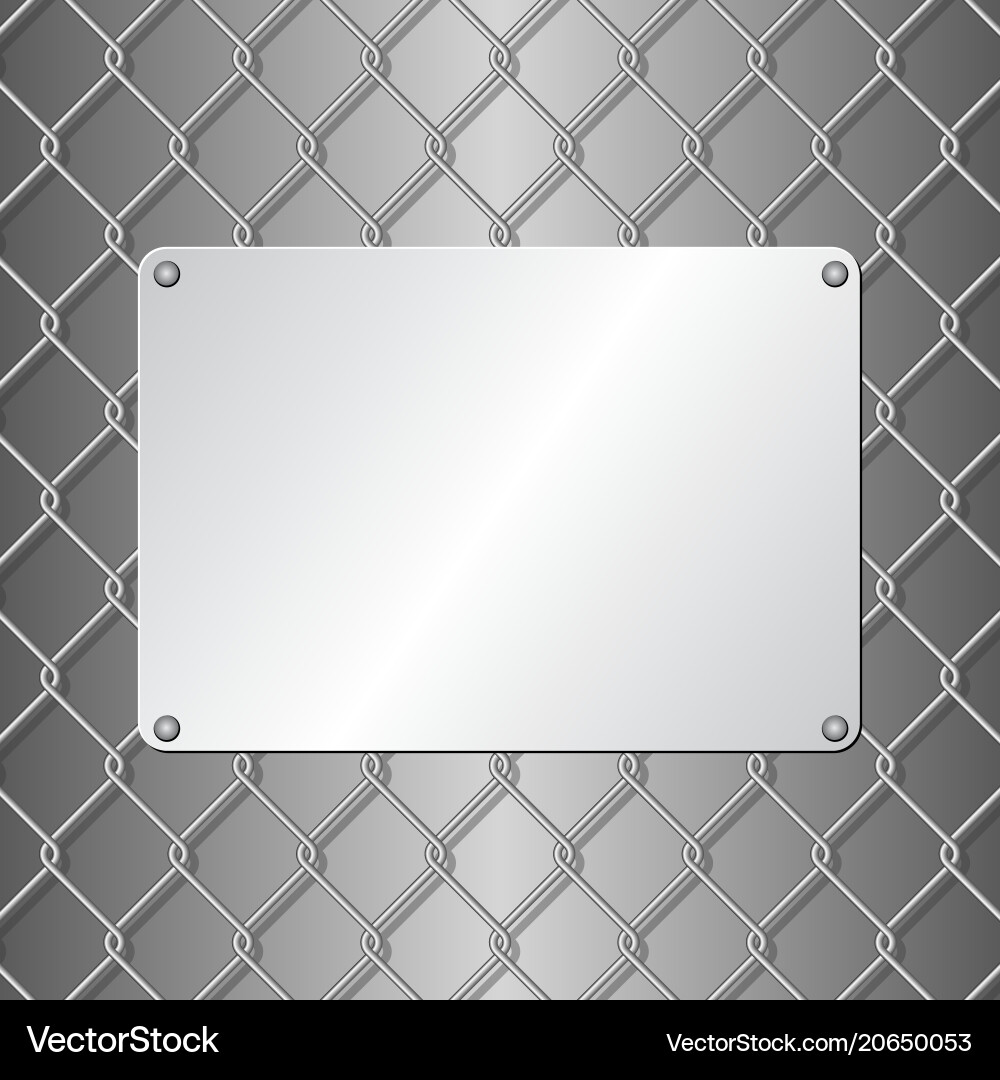 Metallische Plaque auf Drahtgewebe Hintergrund Vektorbild