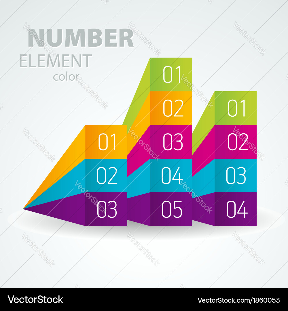 Number list perspective arrow cursor element set Vector Image