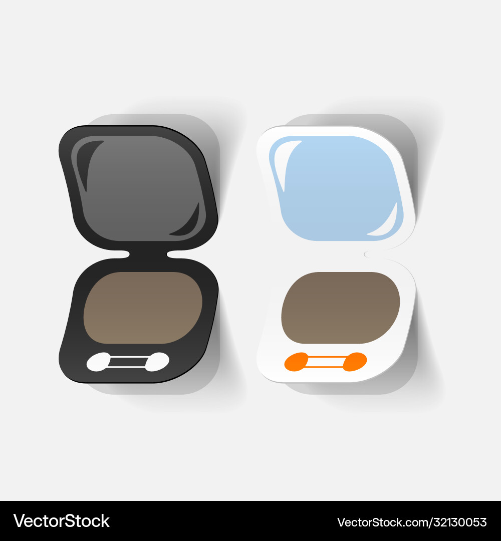 Realistic paper sticker cosmetic powder Royalty Free Vector