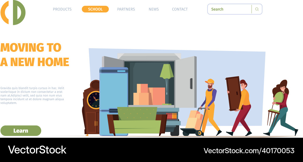 Relocation landing furniture transportation Vector Image