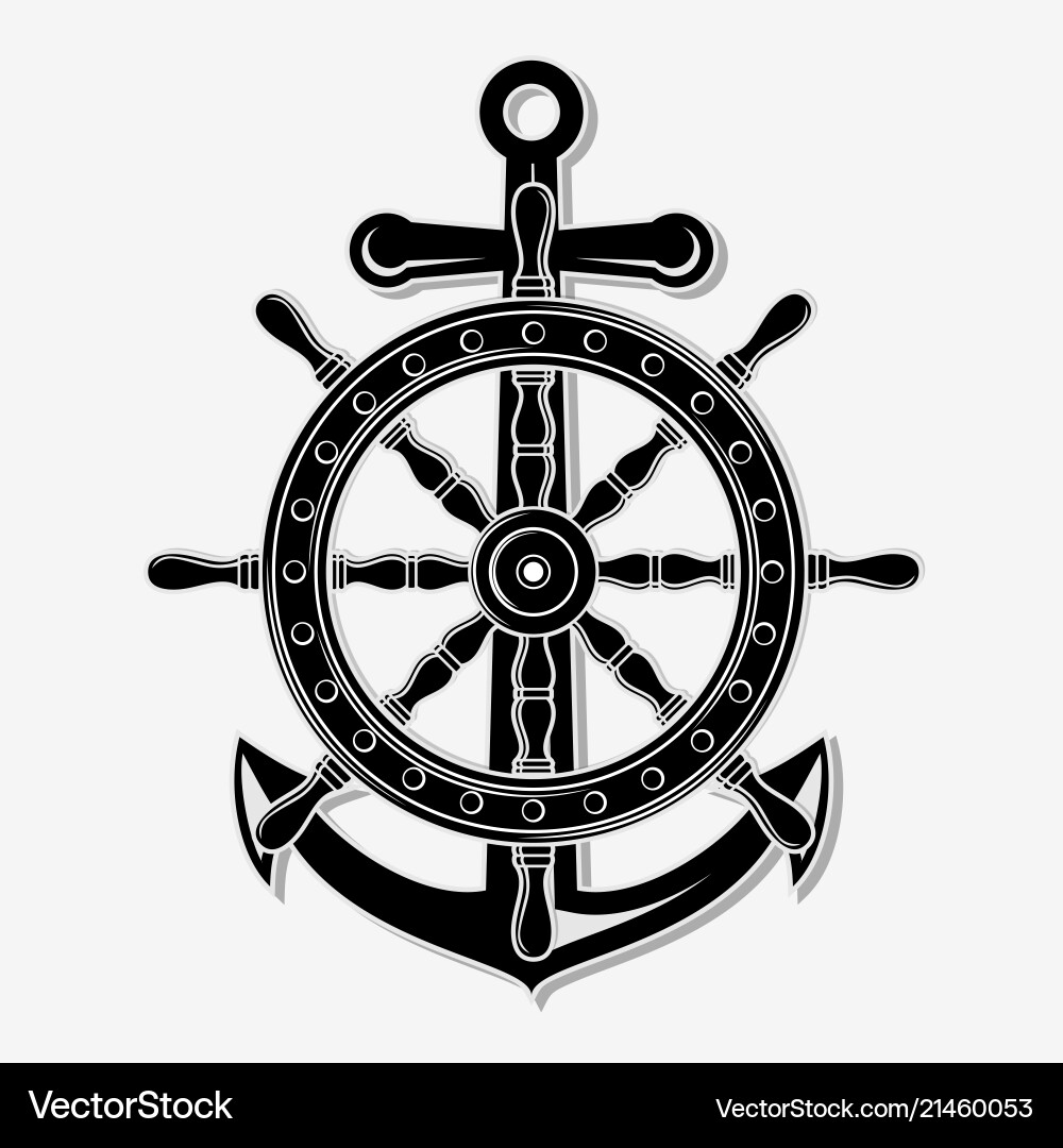 Ship wheel and anchor Royalty Free Vector Image