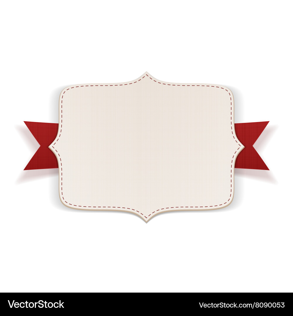 White label with red ribbon Royalty Free Vector Image