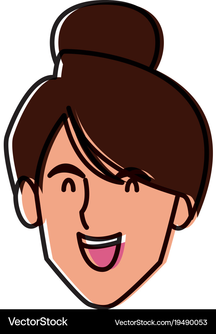 Woman face smiling cartoon Royalty Free Vector Image