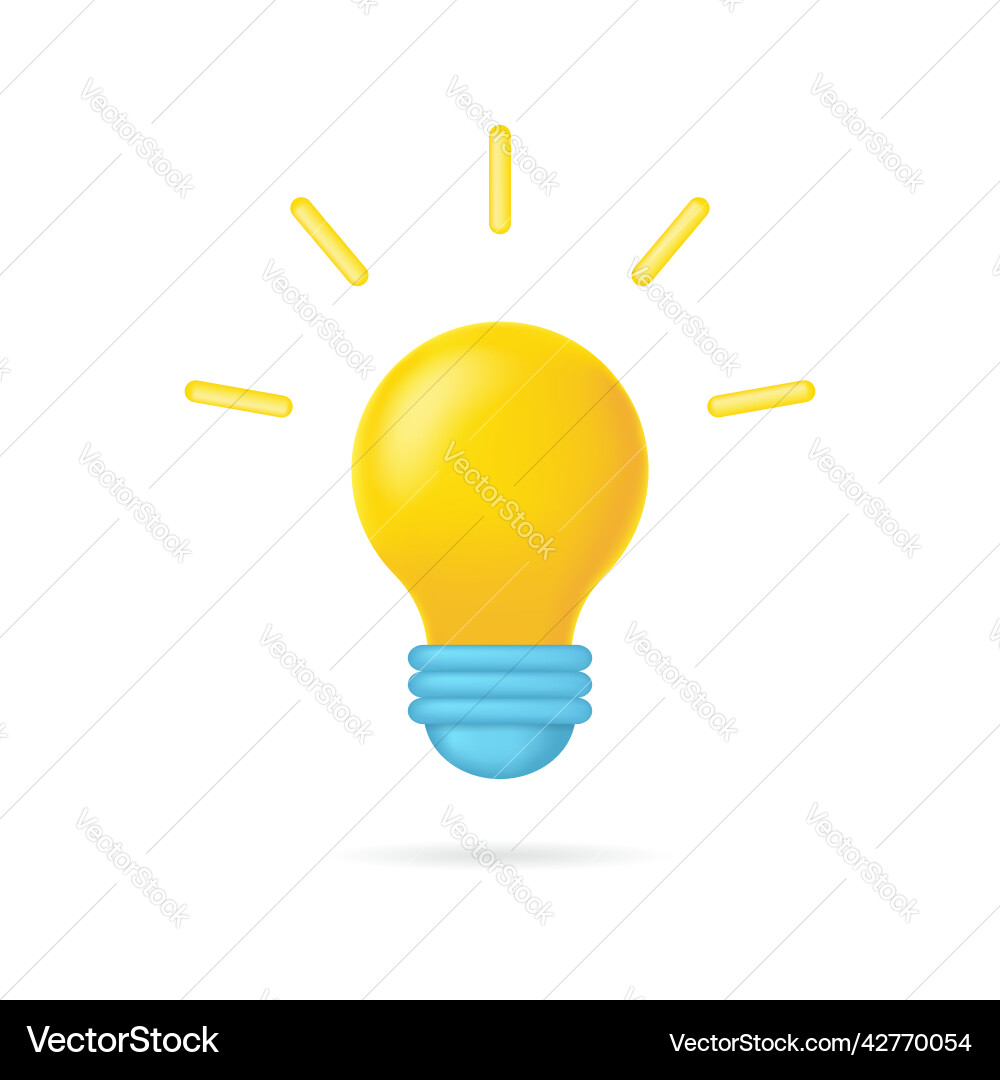 3d bulb lamp idea lightbulb icon with light Vector Image