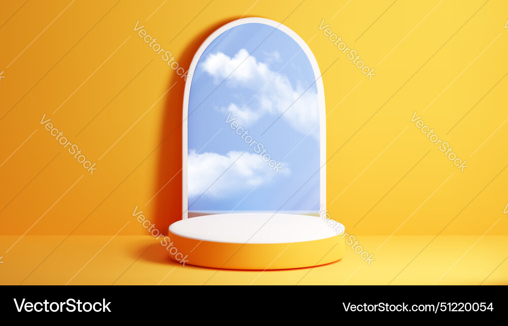 3d mirror product podium background with blue sky Vector Image