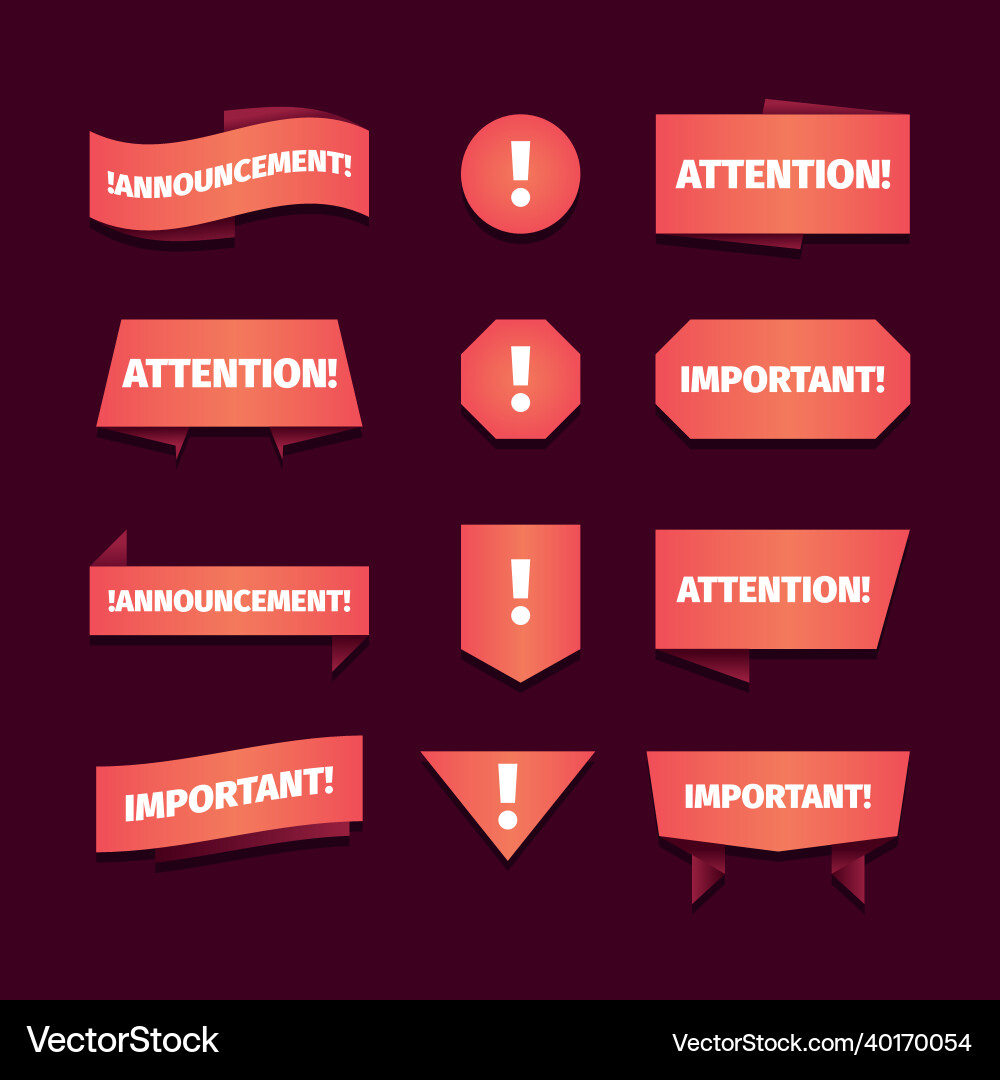 Announcement banners message information boards Vector Image