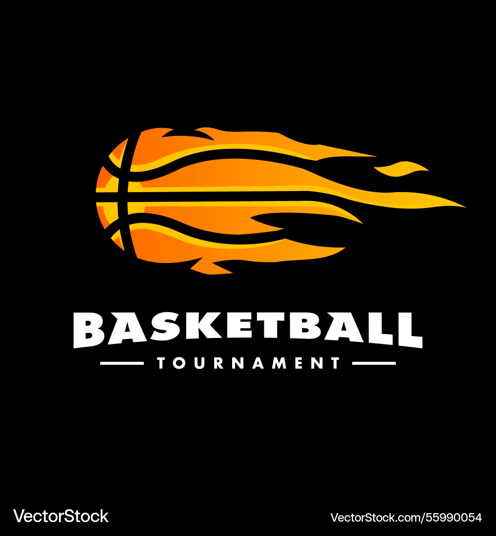 Basketball on fire sport logo Royalty Free Vector Image