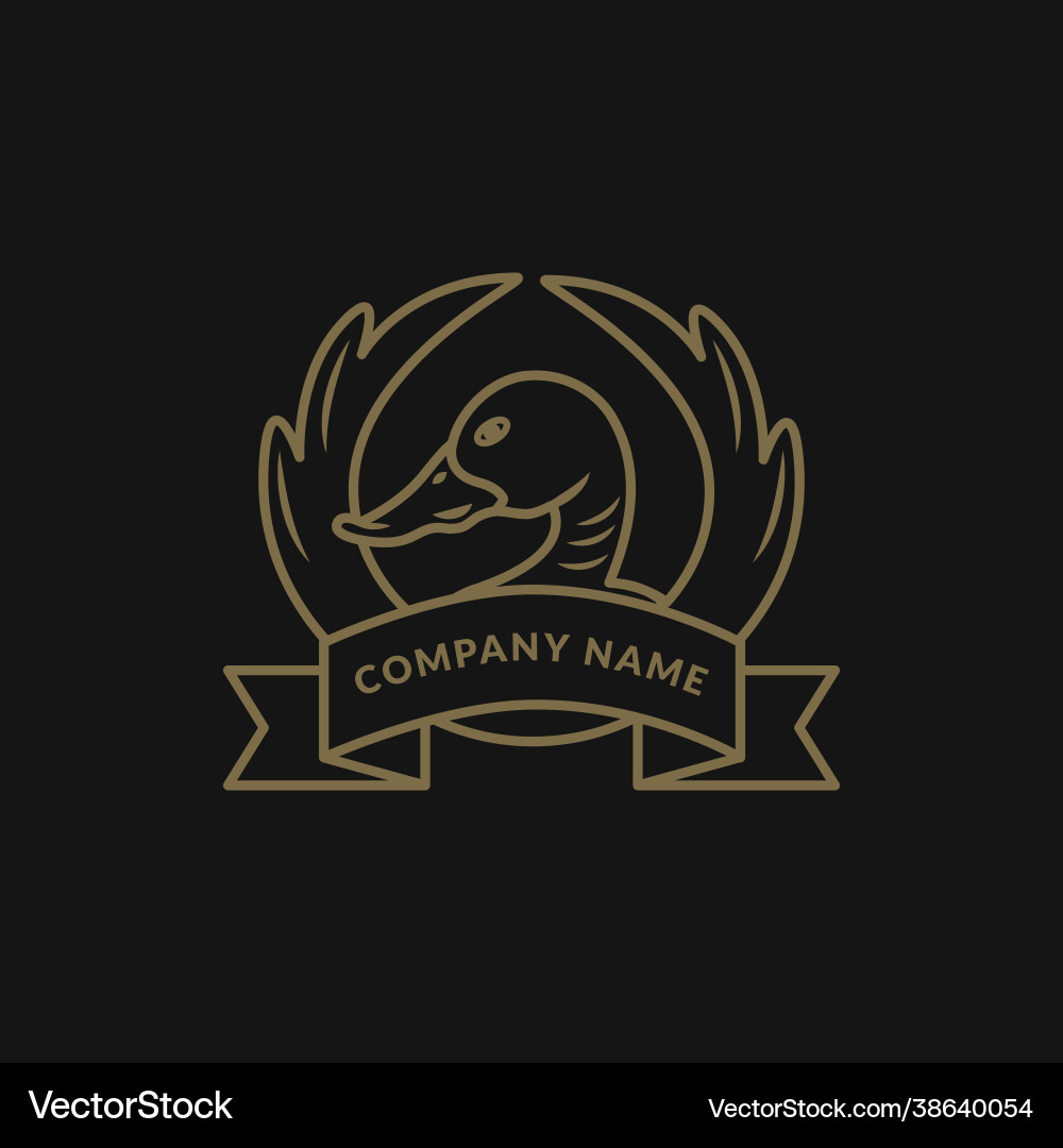 Duck wing and ribbon concept monoline logo Vector Image