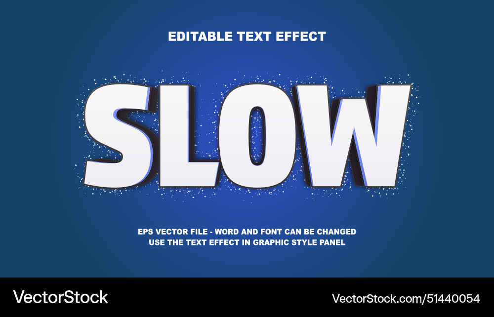 Editable text effect slow 3d template Royalty Free Vector