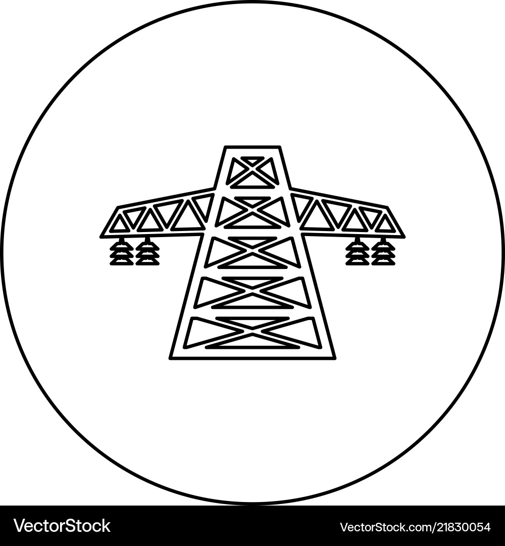 Electric pole post high voltage set line icon Vector Image