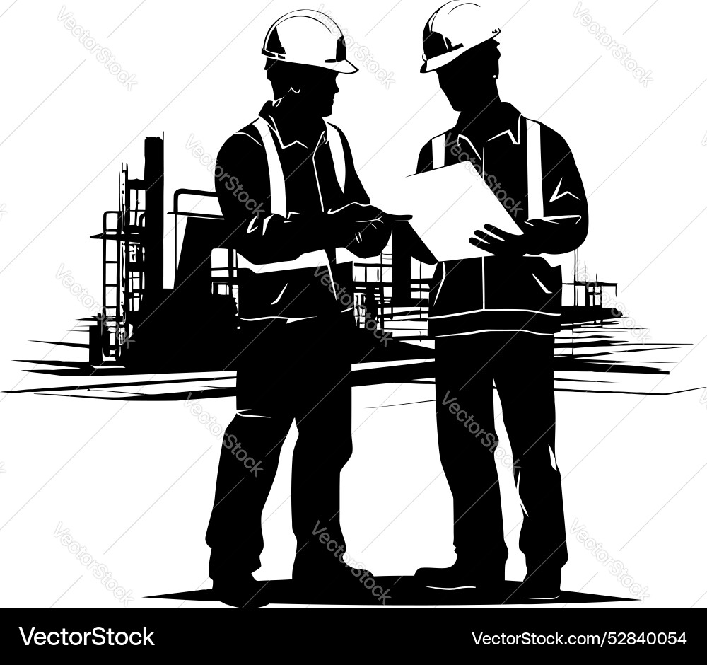 Engineering innovators duo with blueprint logo Vector Image