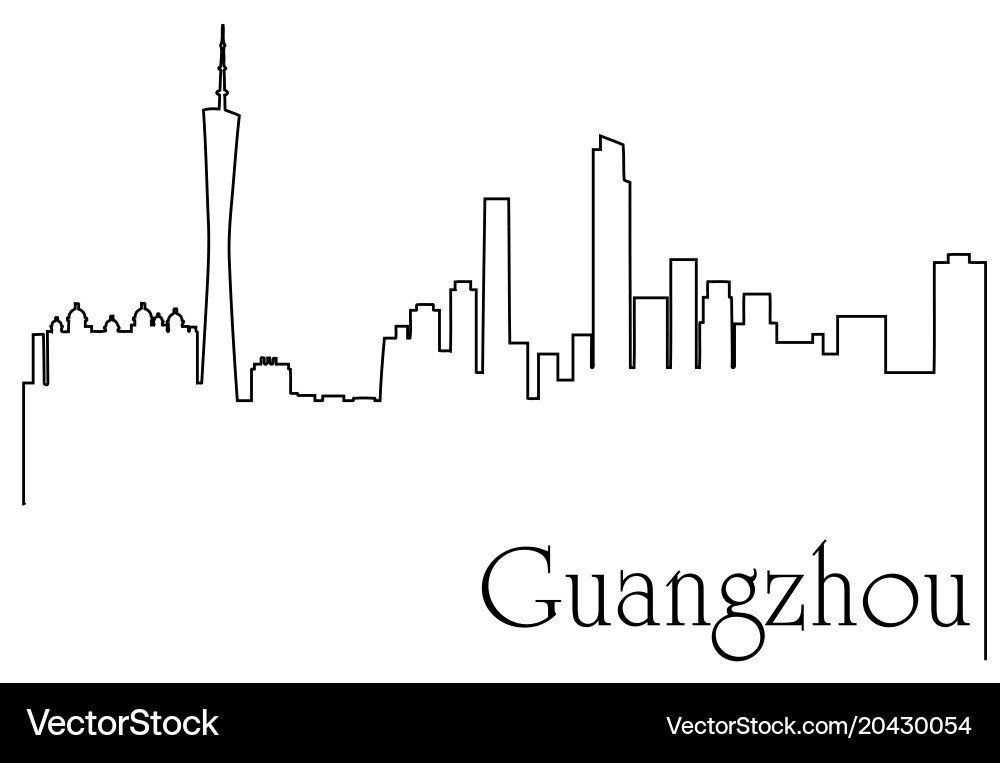 Guangzhou city one line drawing Royalty Free Vector Image