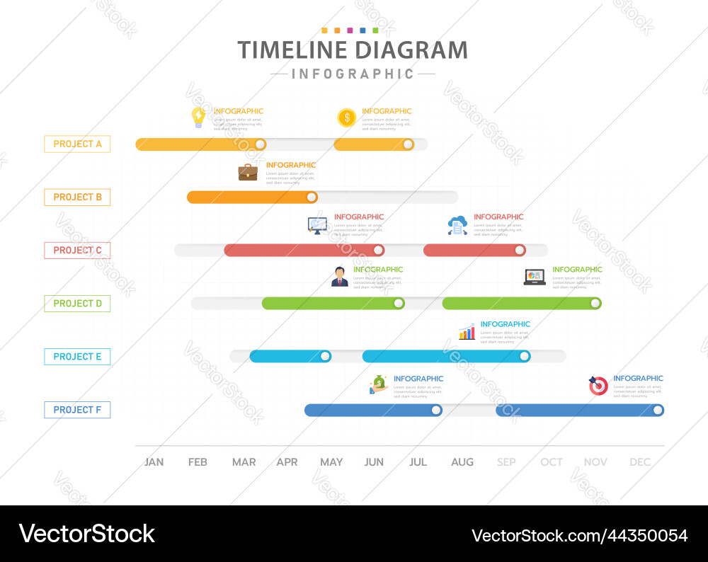 Infographic 12 months timeline with project title Vector Image